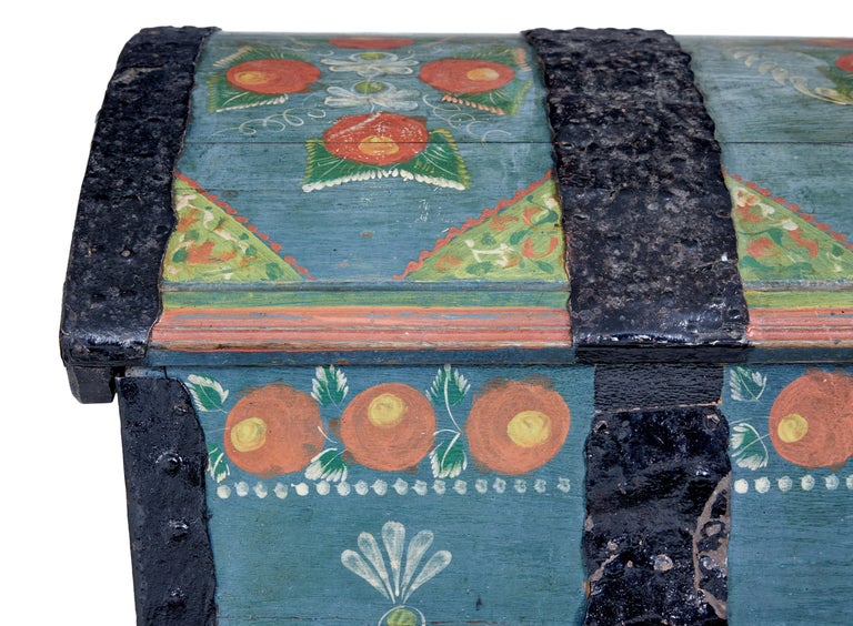 Swedish Mid-19th Century Hand Painted Oak Dome Top Coffer For Sale at ...