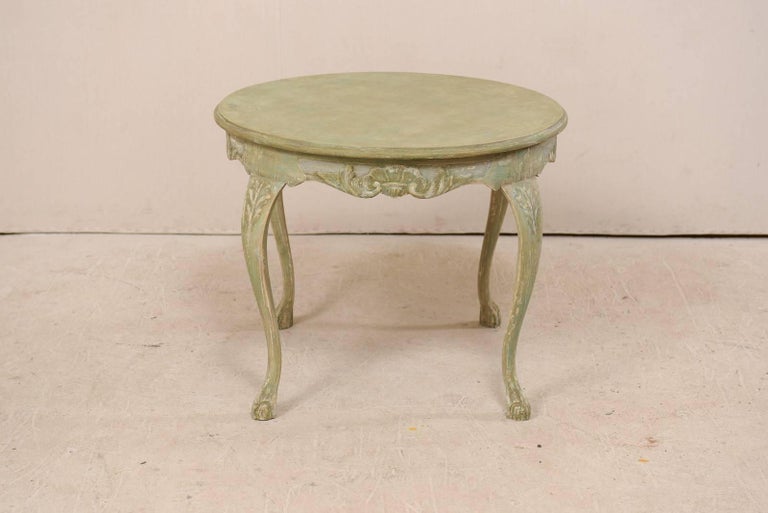 Swedish Mid-20th Century Rococo Style Carved and Painted Wood Round ...