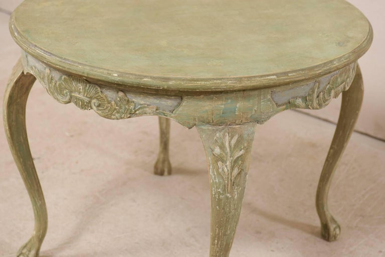 Swedish Mid-20th Century Rococo Style Carved and Painted Wood Round ...