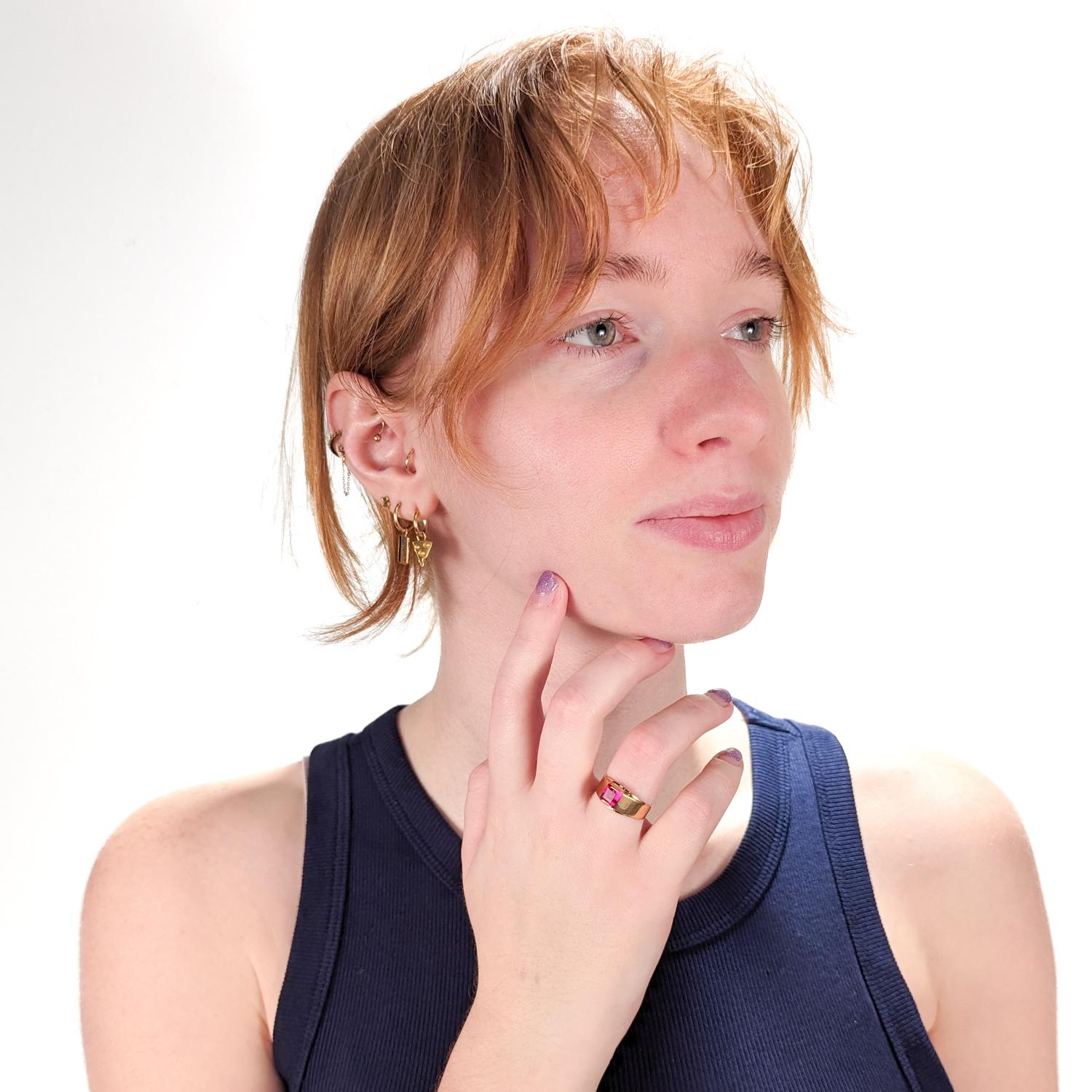 Swedish Mid-Century Modern 18k Gold and Ruby Cocktail Ring signed Ceson ...