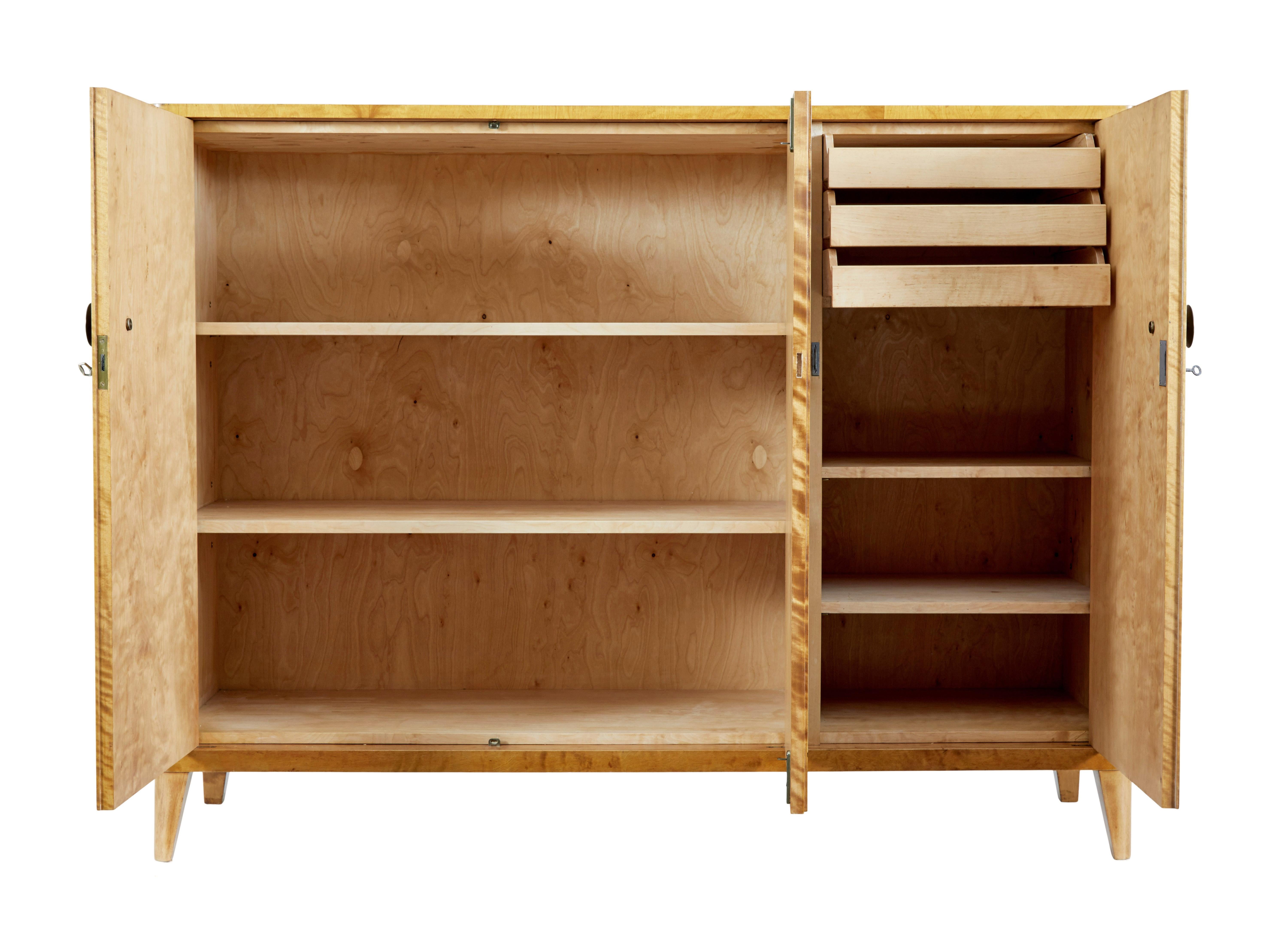 Swedish mid century modern elm and birch sideboard For Sale at 1stDibs