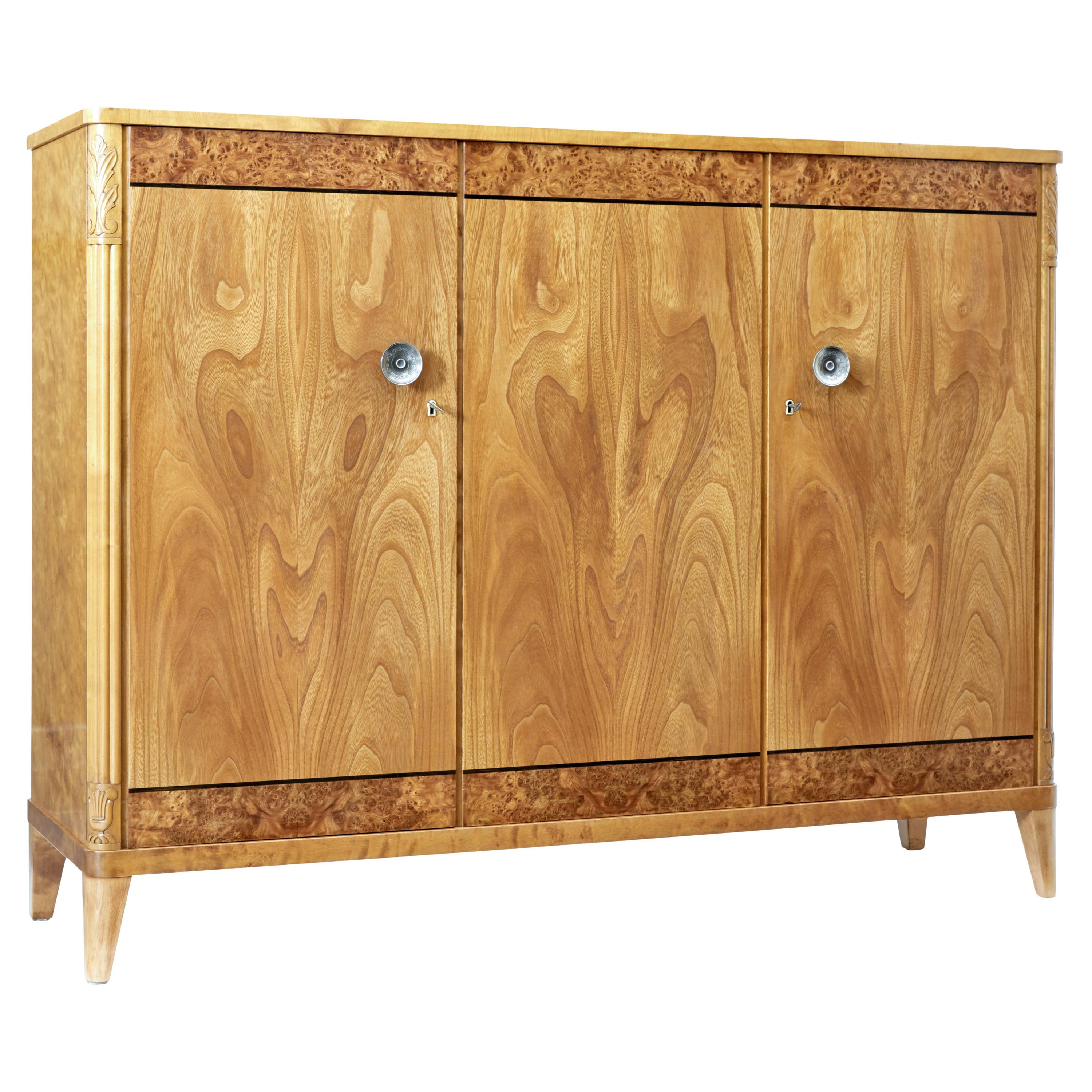 Swedish Modern Birch Sideboard with Nordens Flora Decorations at 1stDibs