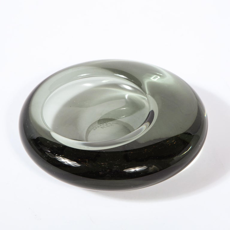 Swedish Mid-Century Modern Handblown Smoked Glass Dish Signed by ...