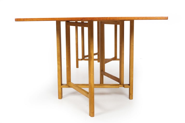Swedish Mid-Century Modern "Maria Flap" Drop-Leaf Dining Table by Bruno ...