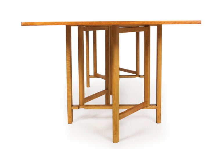 Swedish Mid-Century Modern "Maria Flap" Drop-Leaf Dining Table by Bruno ...