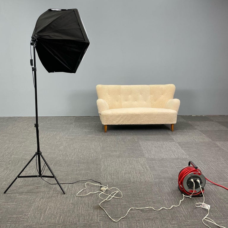 Swedish Mid-Century Modern Sheepskin Sofa / Settee / Loveseat by Asko ...