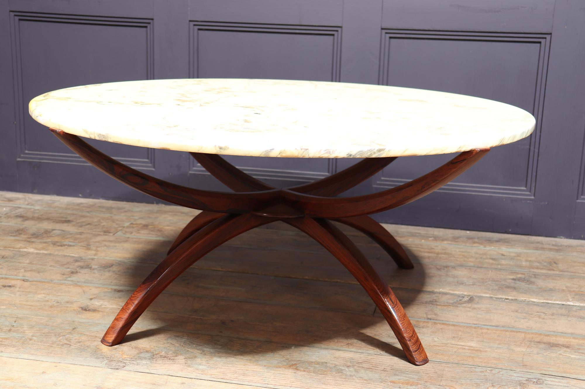 Swedish Midcentury Rosewood and Marble Spider Coffee Table at 1stDibs