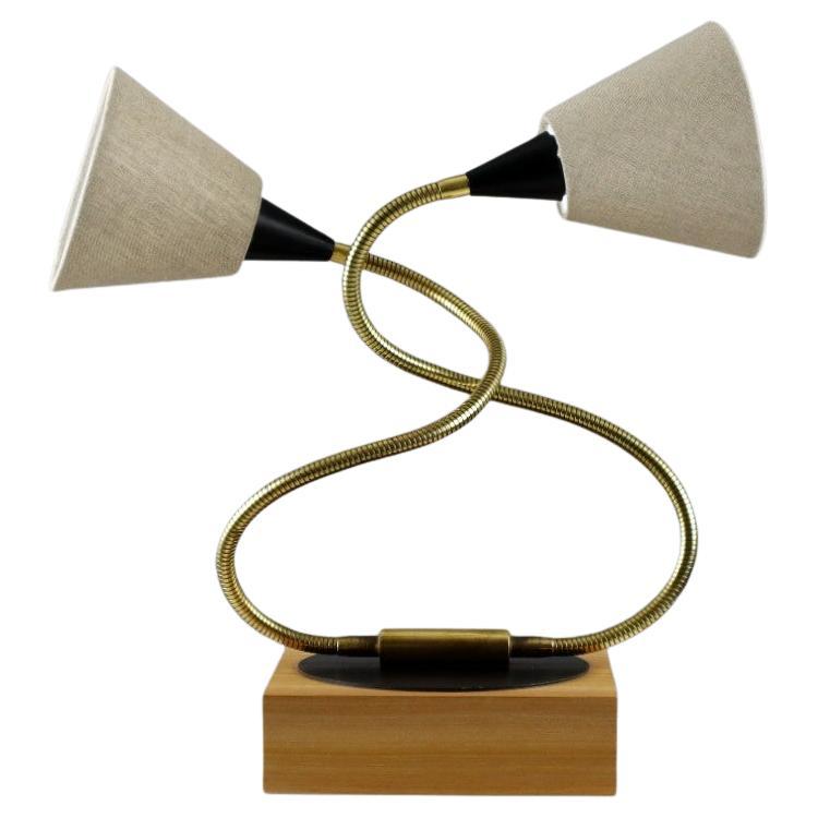 Mid-Century Modern Wood Column and Greek Key Table Lamps with Black ...