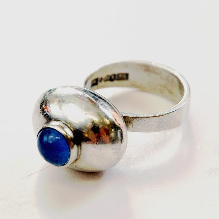 Swedish midcentury blue stone silver ring by G Kaplan Stockholm 1967 ...