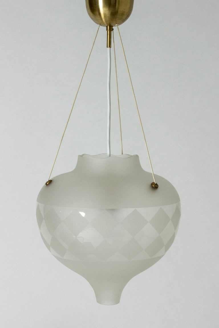 Swedish Midcentury Brass and Glass Ceiling Light, Sweden, 1940s at ...