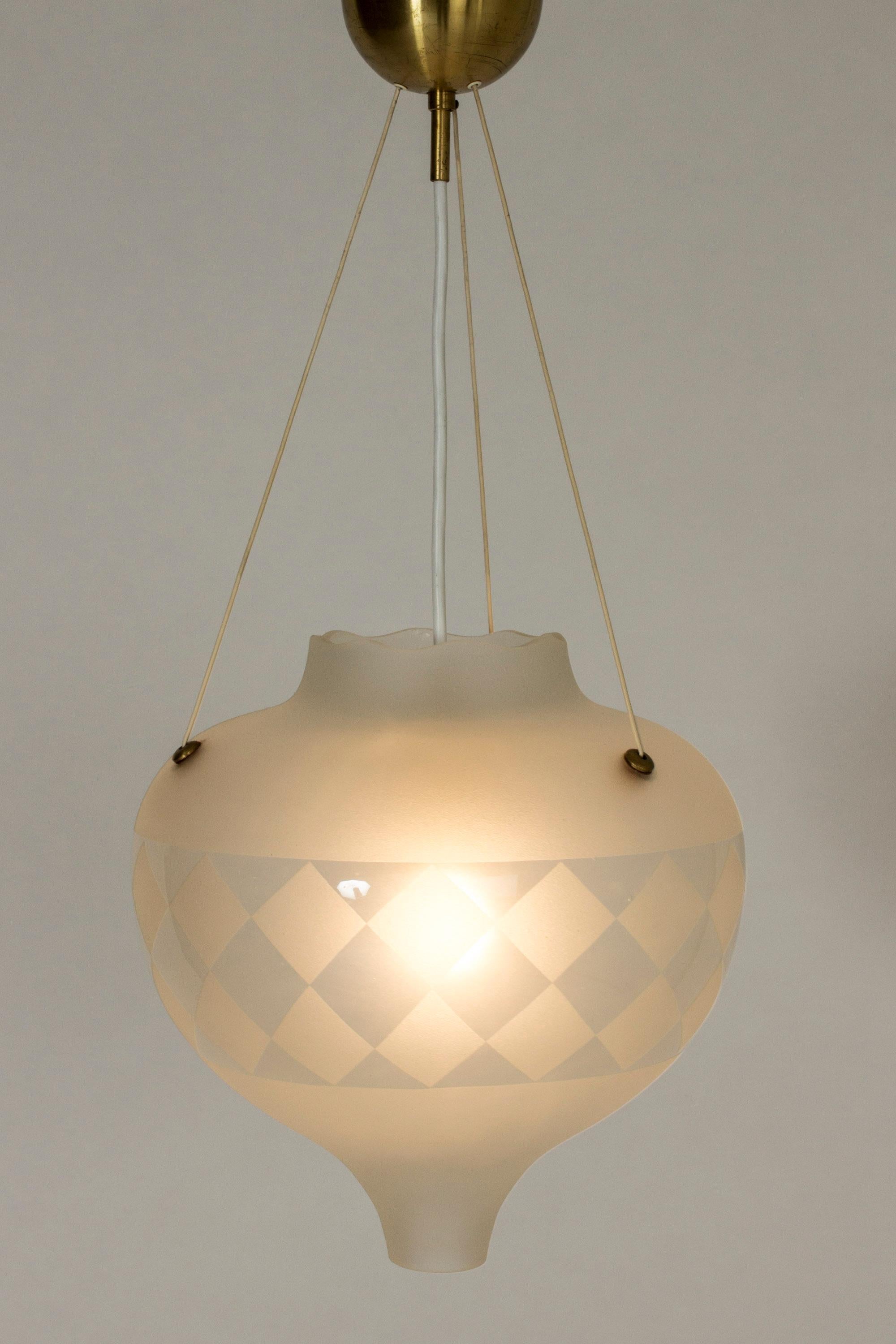 Swedish Midcentury Brass and Glass Ceiling Light, Sweden, 1940s at ...