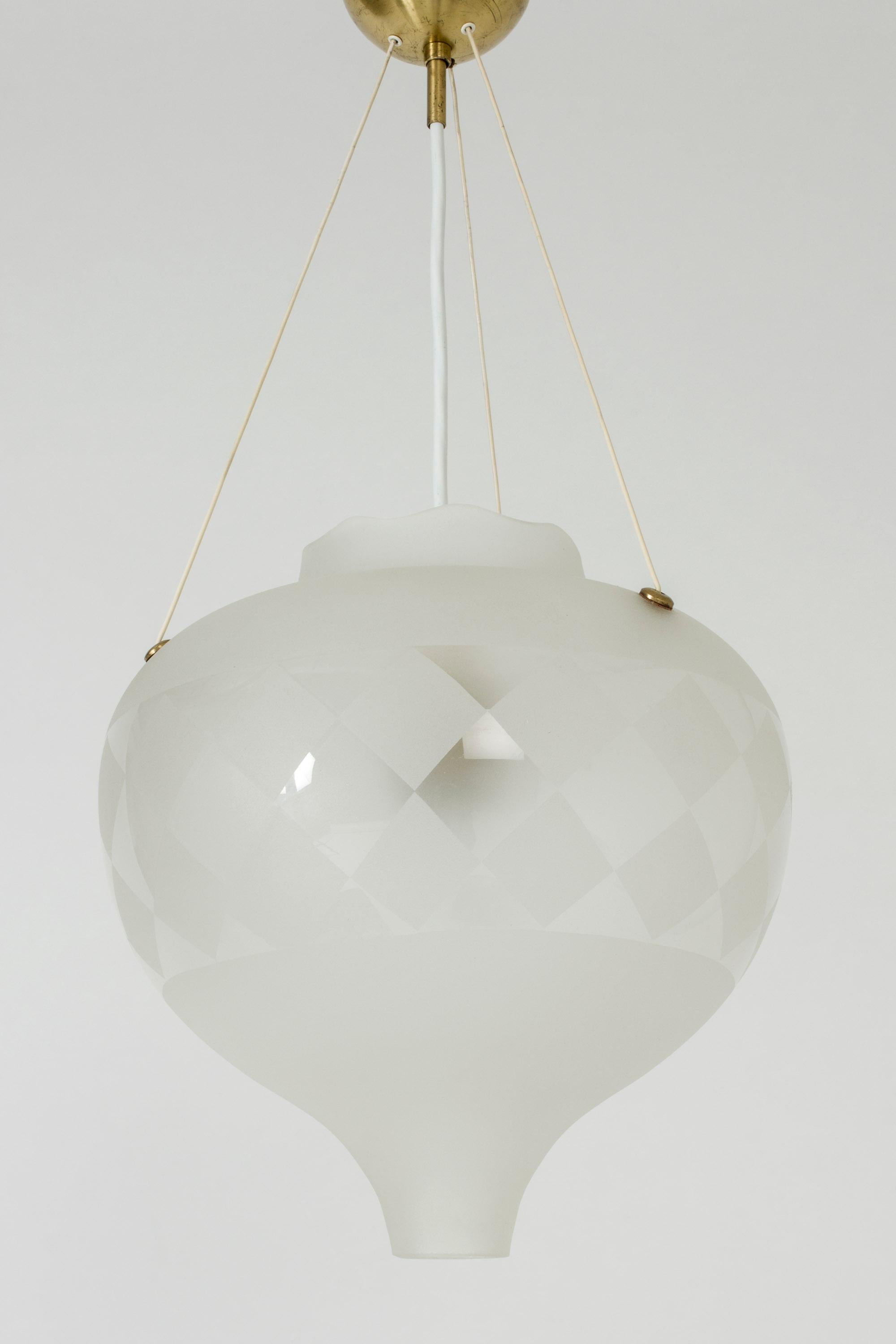 Swedish Midcentury Brass and Glass Ceiling Light, Sweden, 1940s at ...