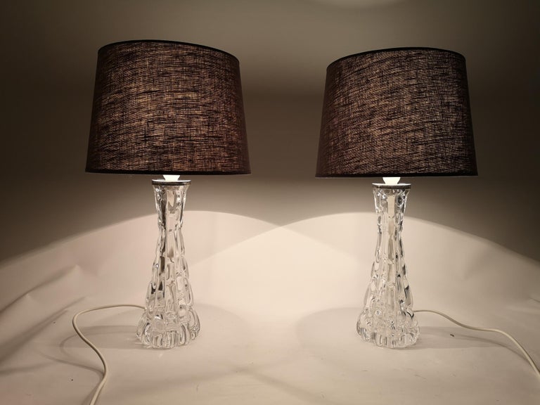 Swedish Midcentury Crystal Table Lamps Orrefors by Carl Fagerlund For ...