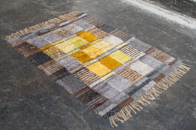Swedish Midcentury Scandinavian Modern Rya Rug For Sale at 1stDibs