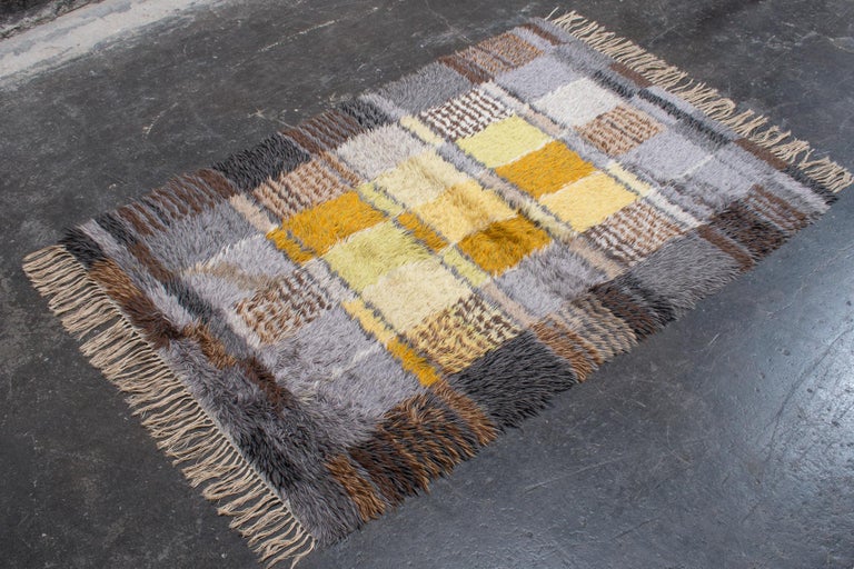 Swedish Midcentury Scandinavian Modern Rya Rug For Sale at 1stDibs
