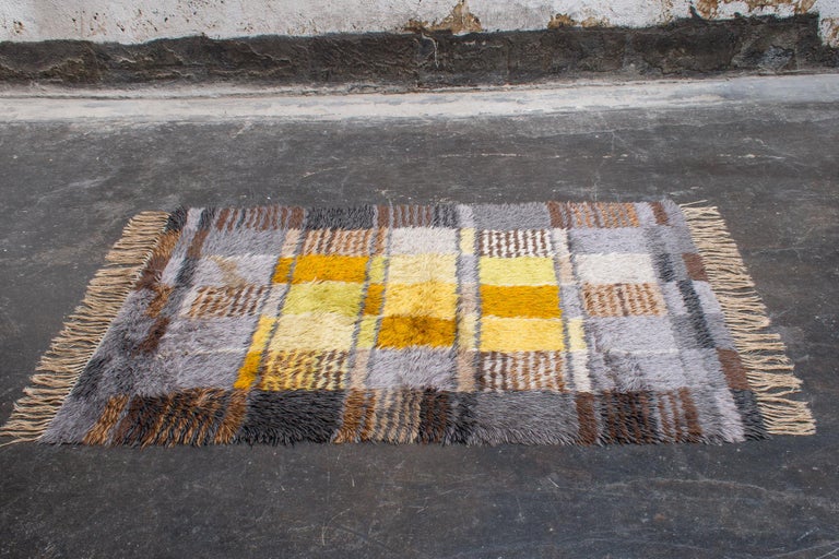 Swedish Midcentury Scandinavian Modern Rya Rug For Sale at 1stDibs