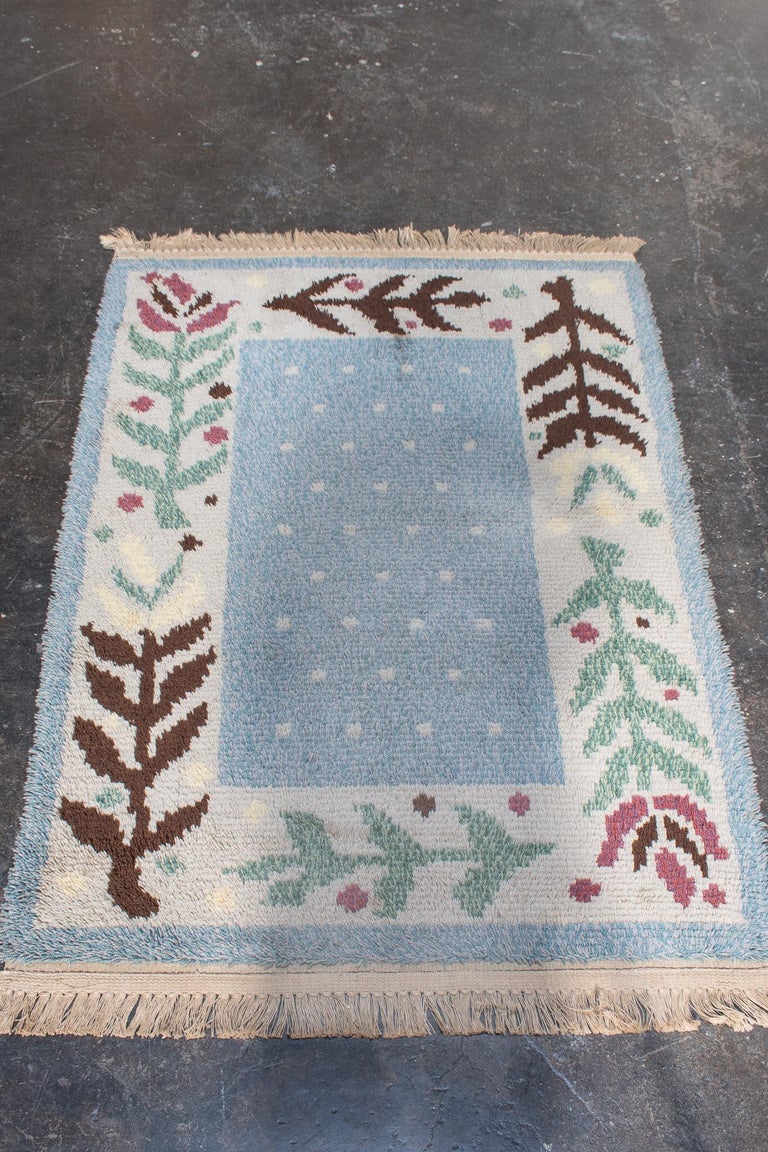 Swedish Midcentury Scandinavian Modern Rya Shag Rug For Sale at 1stDibs