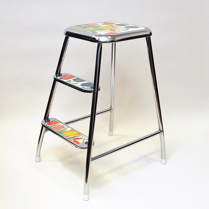 Swedish Midcentury Step Stool of Chromed Steel by Awab 1950s at 1stDibs