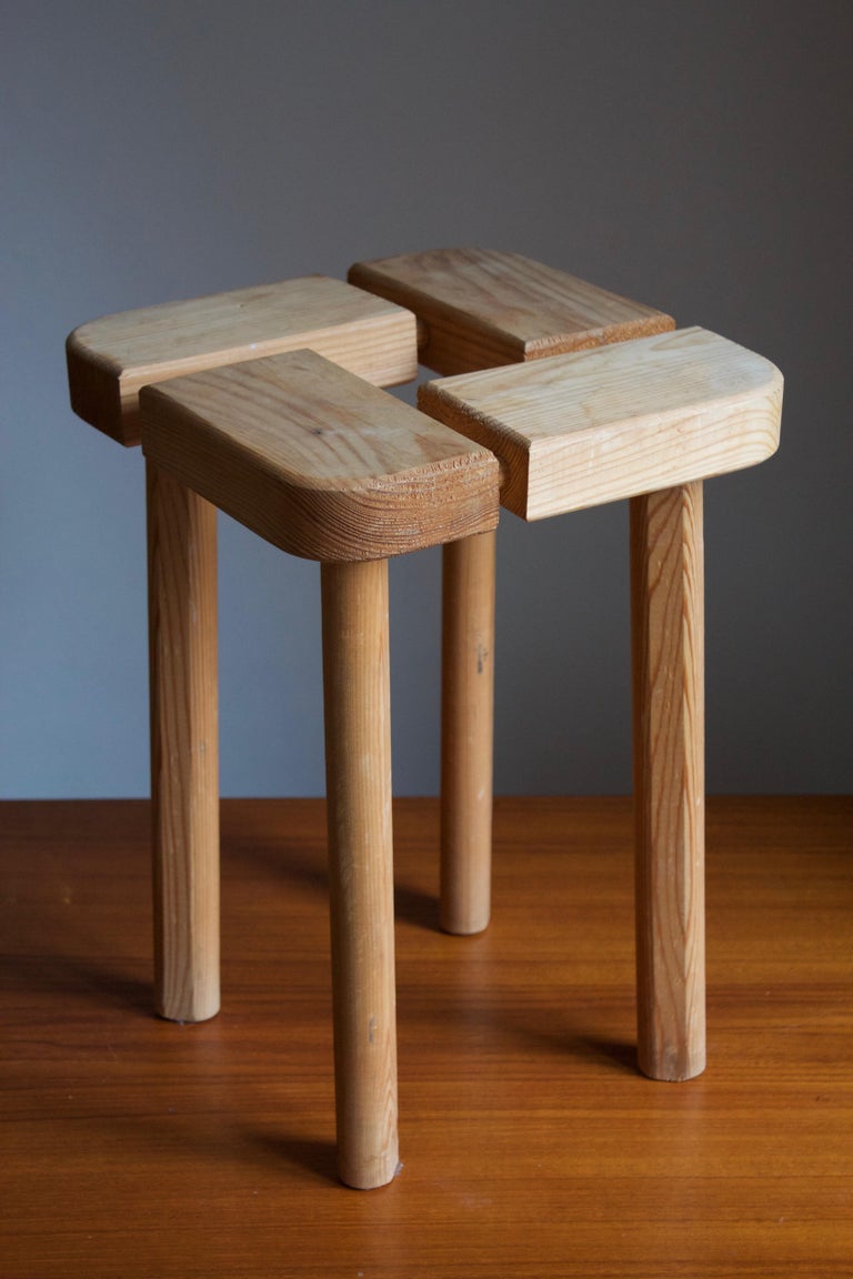 Swedish, Minimalist Stool, Pine, Sweden, c. 1970s For Sale at 1stDibs