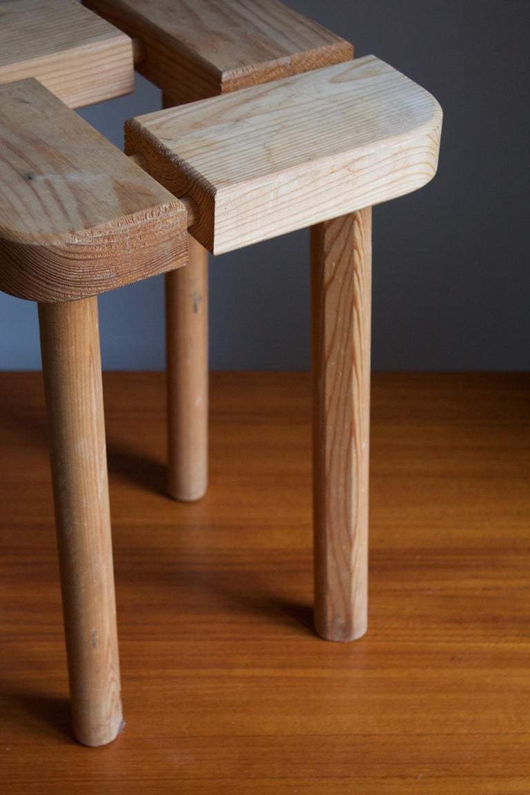 Swedish, Minimalist Stool, Pine, Sweden, c. 1970s For Sale at 1stDibs