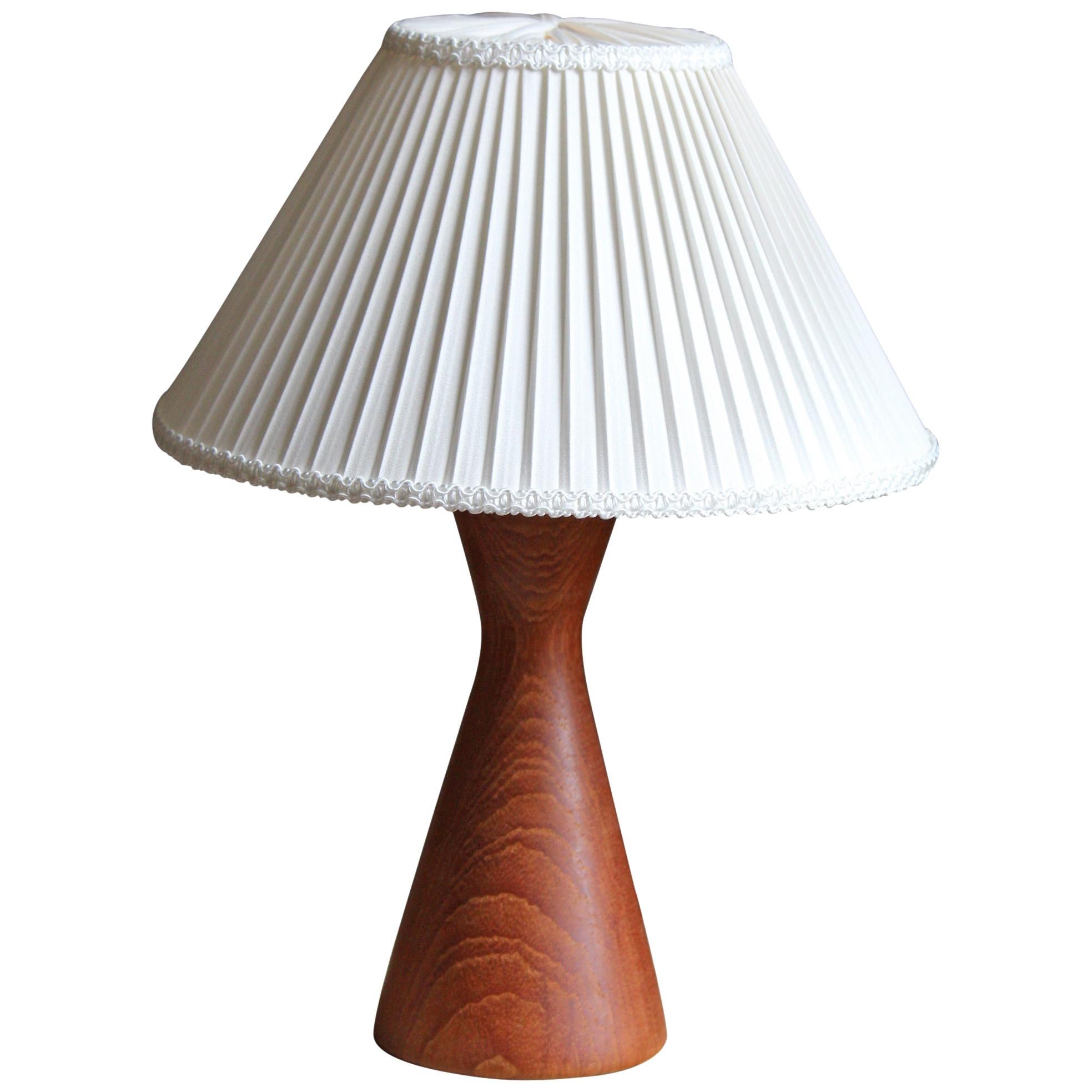 Swedish Designer, Minimalist Table Lamps, Solid Teak, Leatherette ...