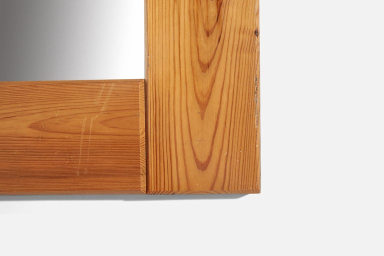 Swedish Designer, Wall Mirror, Solid Pine, Mirror Glass, Sweden, 1970s For Sale at 1stDibs