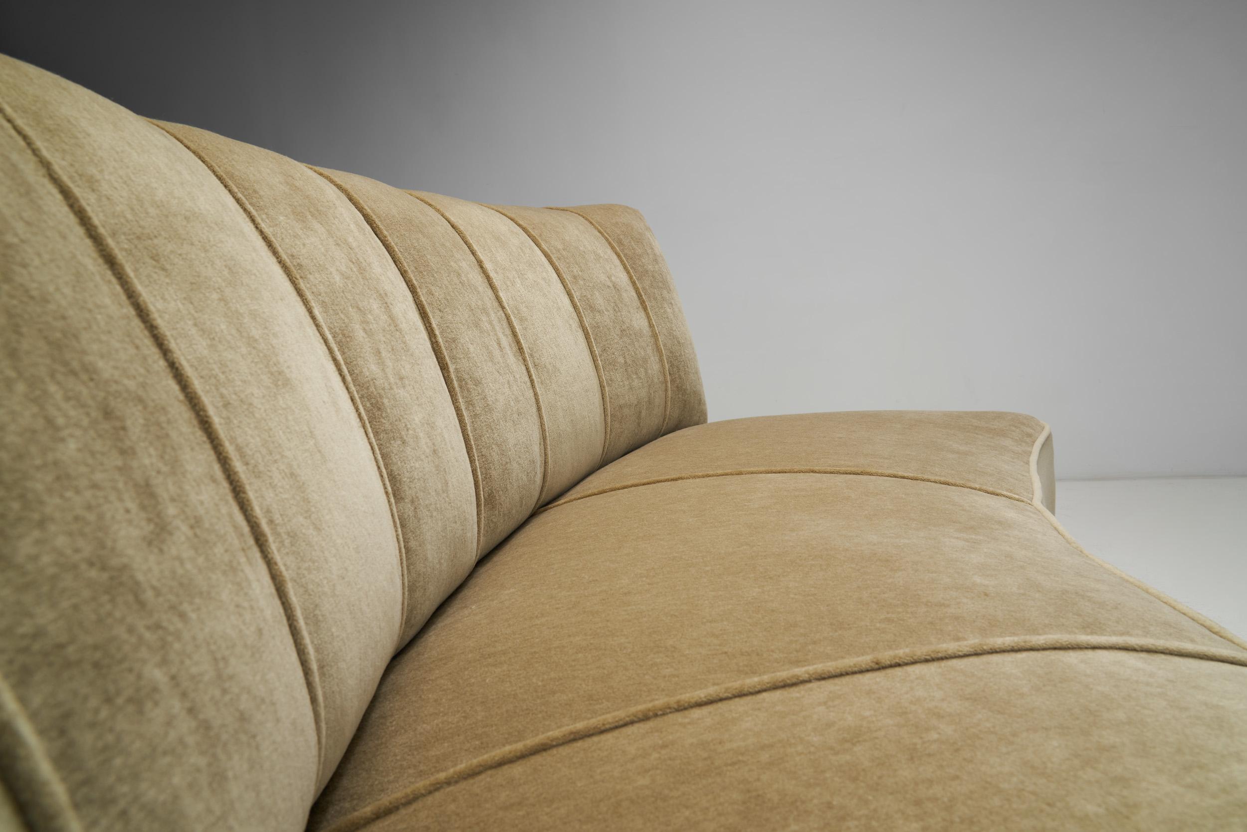 Swedish Modern Angular Three-Seater Sofa with Solid Wood Legs, Sweden ...