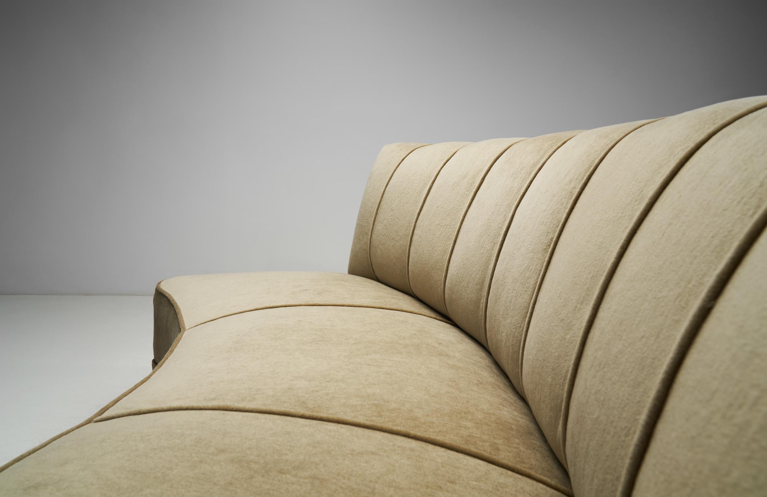 Swedish Modern Angular Three-Seater Sofa with Solid Wood Legs, Sweden ...