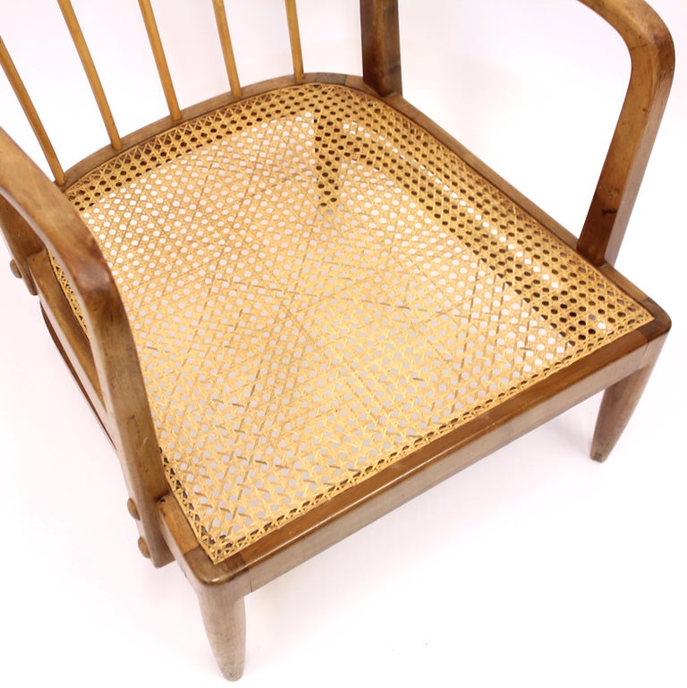 Swedish Modern Birch, Bambu and Rattan Longe Chair, Attr. to Otto ...