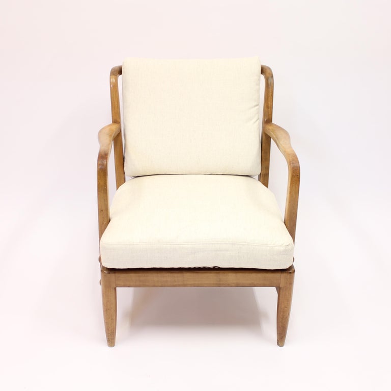 Swedish Modern Birch, Bambu and Rattan Longe Chair, Attr. to Otto ...