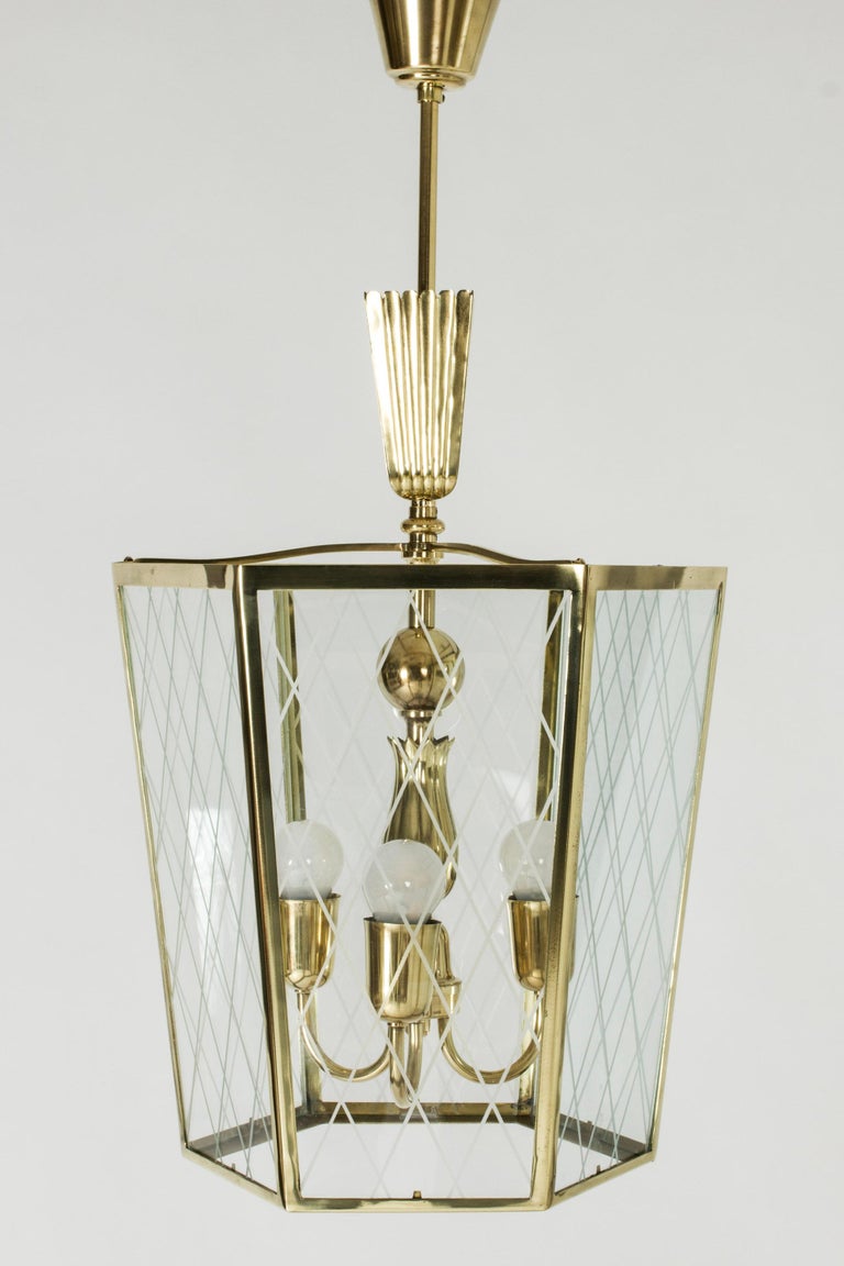 Swedish Modern Brass Ceiling Light, Sweden, 1940s For Sale at 1stDibs