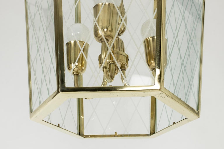 Swedish Modern Brass Ceiling Light, Sweden, 1940s For Sale at 1stDibs
