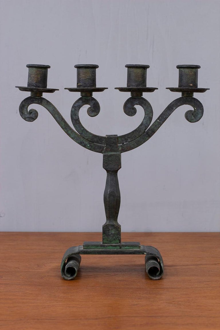 Swedish Modern Candelabra in Patinated Bronze For Sale at 1stDibs