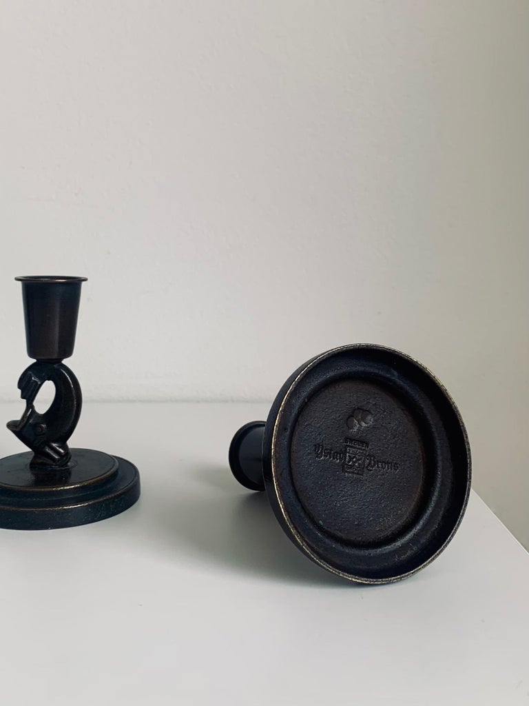 Swedish Modern Patinated Bronze Candle Sticks by Ystad Brons, 1930s For ...
