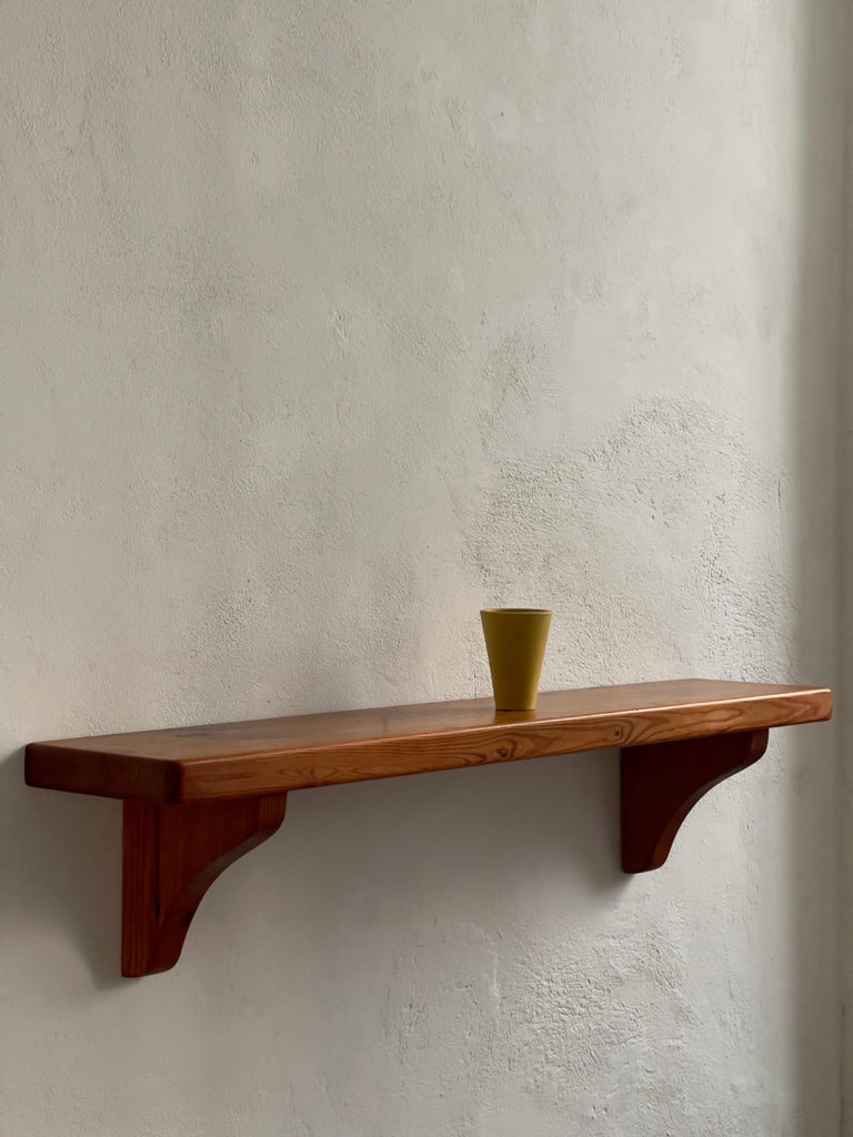 Swedish Modern Patinated Single Shelf in Solid Pine from Markaryd ...