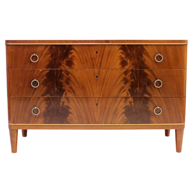 Swedish Modern Pyramid Mahogany Chest of Drawers, ca 1940s For Sale at ...
