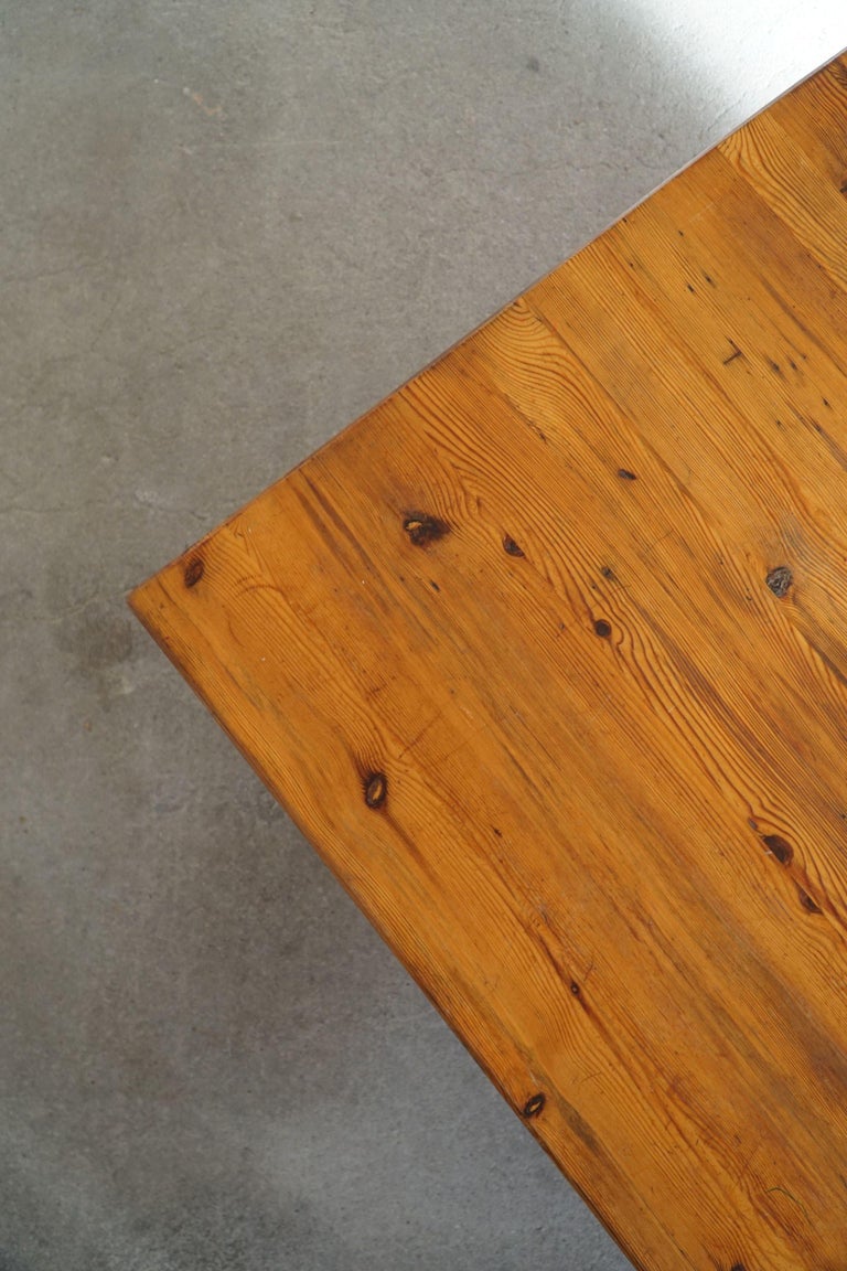 Swedish Modern Square Solid Pine Coffee Table by Sven Larsson, Brutalist, 1970s For Sale at 1stDibs