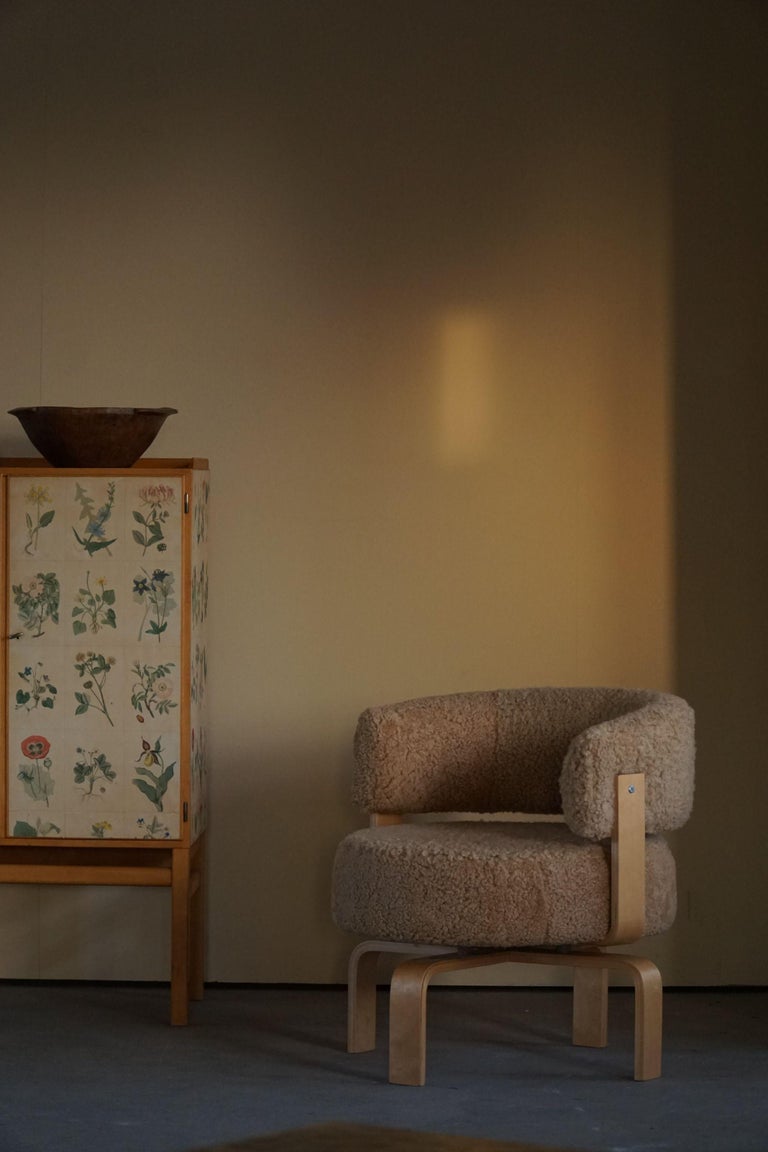 Swedish Modern Swivel Armchair in Lambswool by Carina Bengs, Model ...