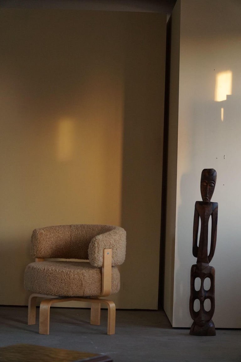 Swedish Modern Swivel Armchair in Lambswool by Carina Bengs, Model ...