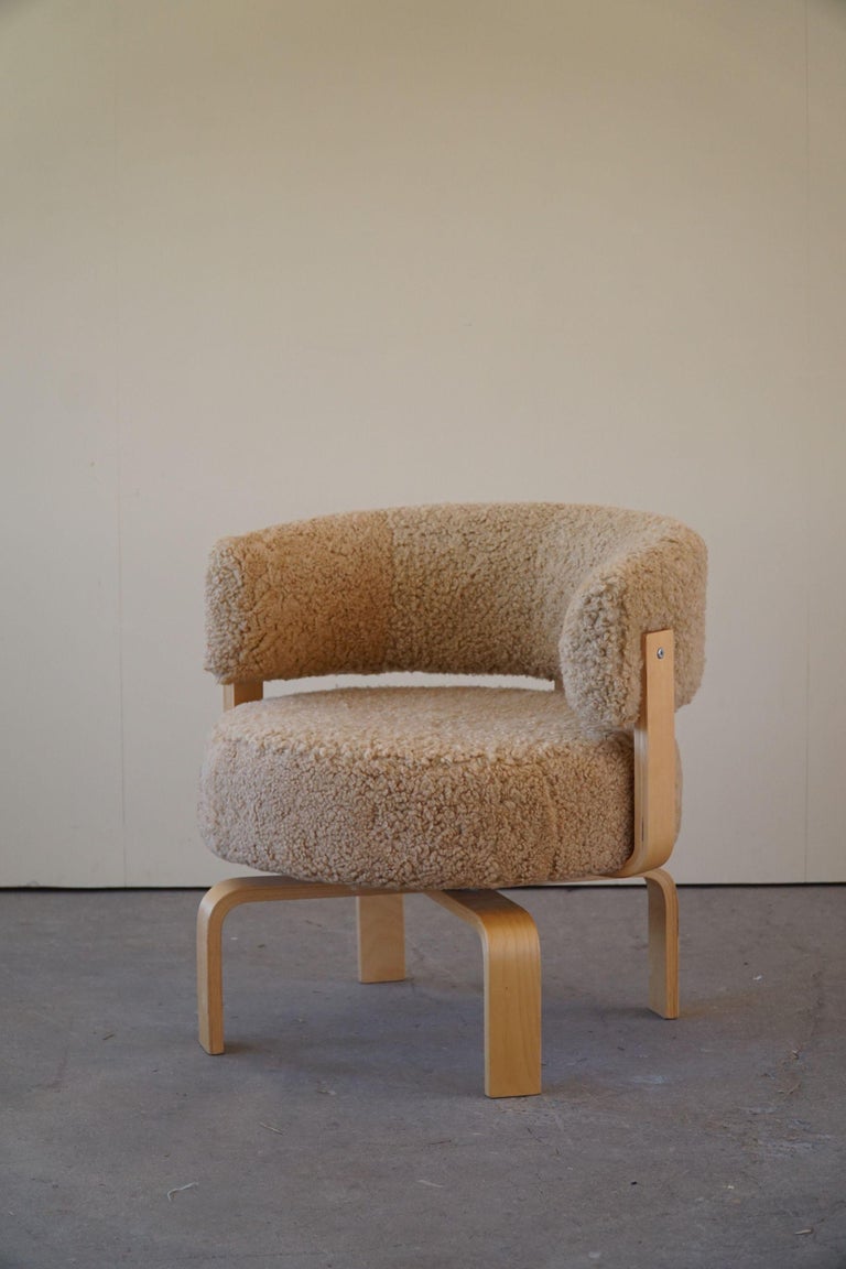 Swedish Modern Swivel Armchair in Lambswool by Carina Bengs, Model ...
