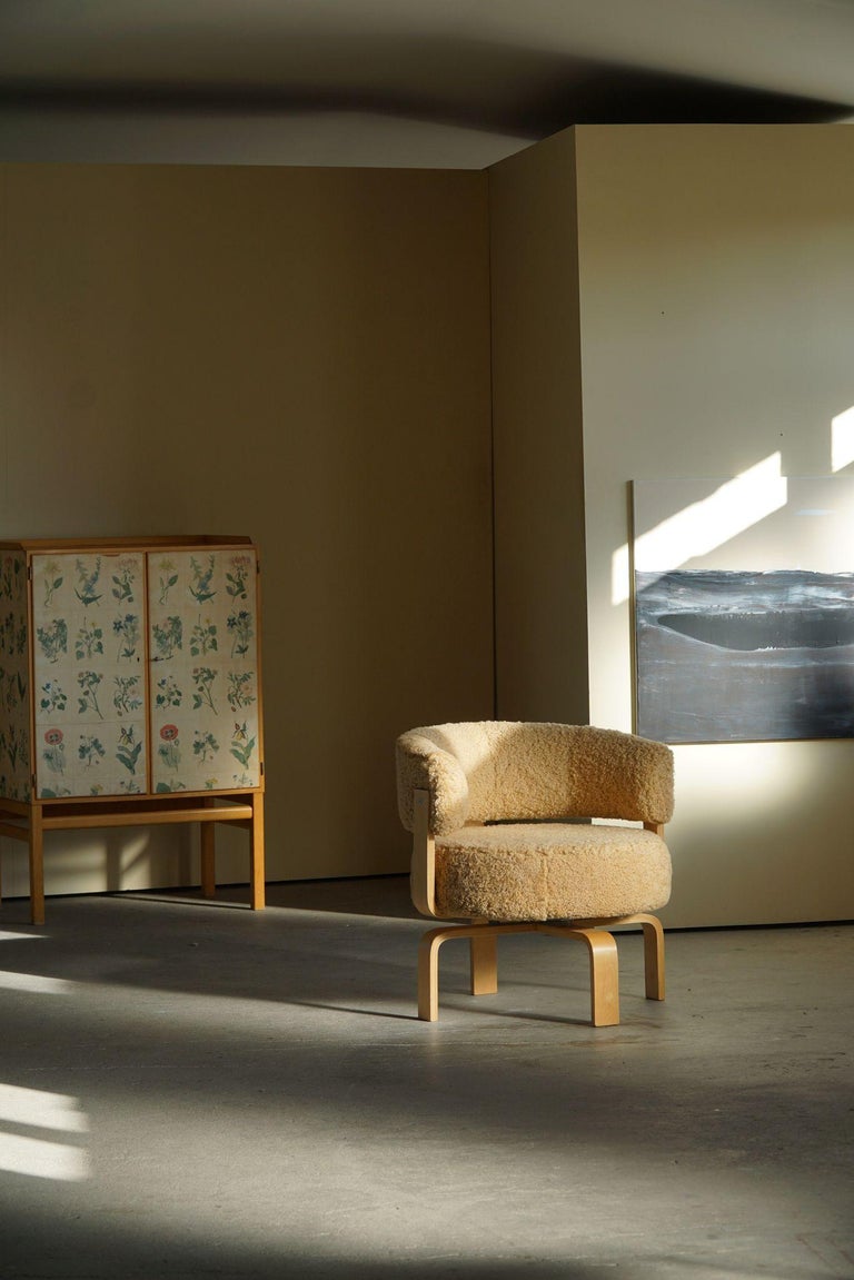Swedish Modern Swivel Armchair in Lambswool by Carina Bengs, Model ...