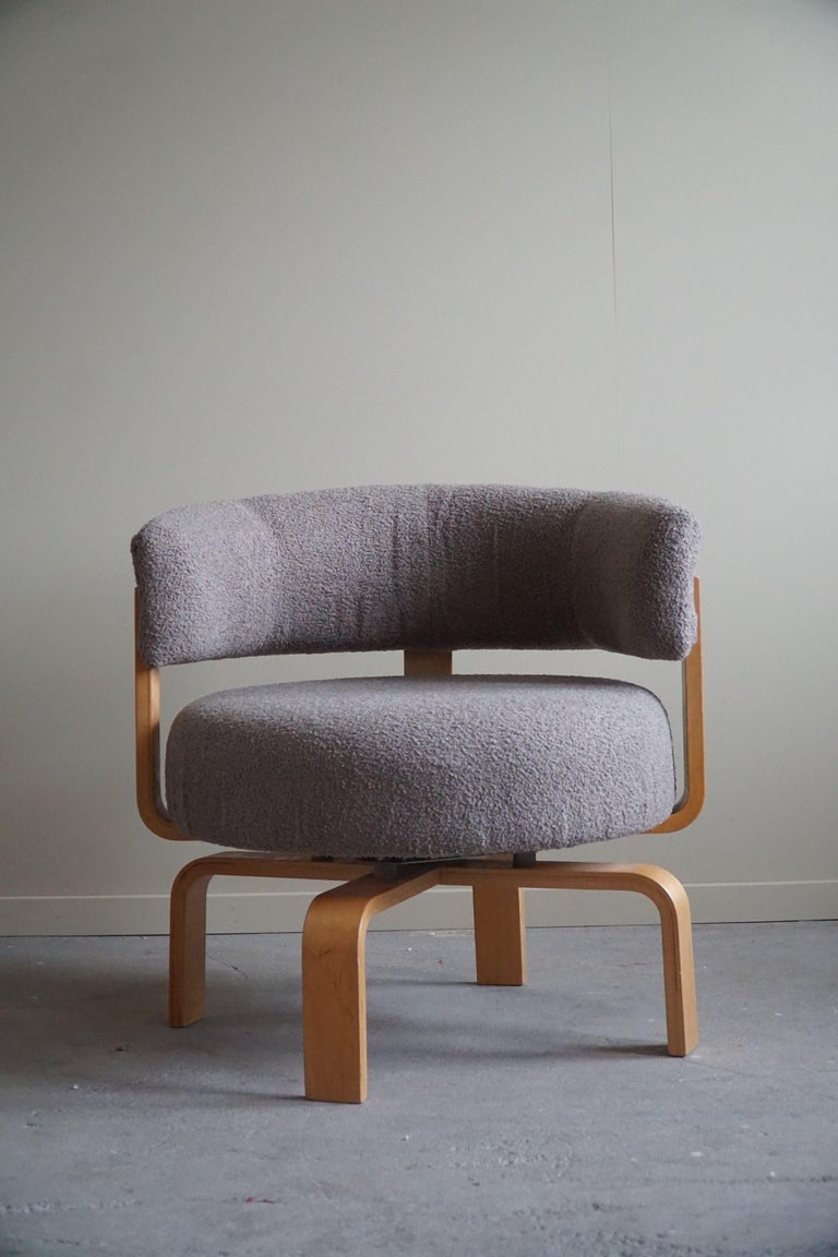 Swedish Modern Swivel Armchair in Lambswool by Carina Bengs, Model ...