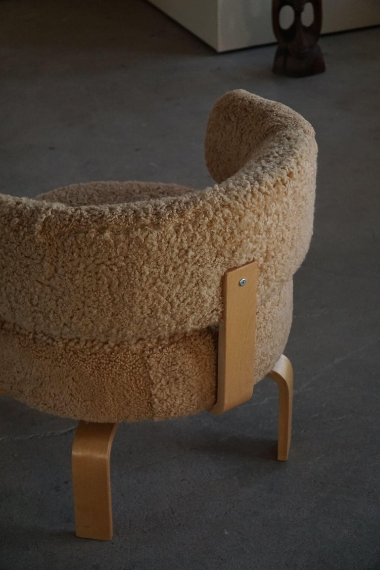 Swedish Modern Swivel Armchair in Lambswool by Carina Bengs, Model ...