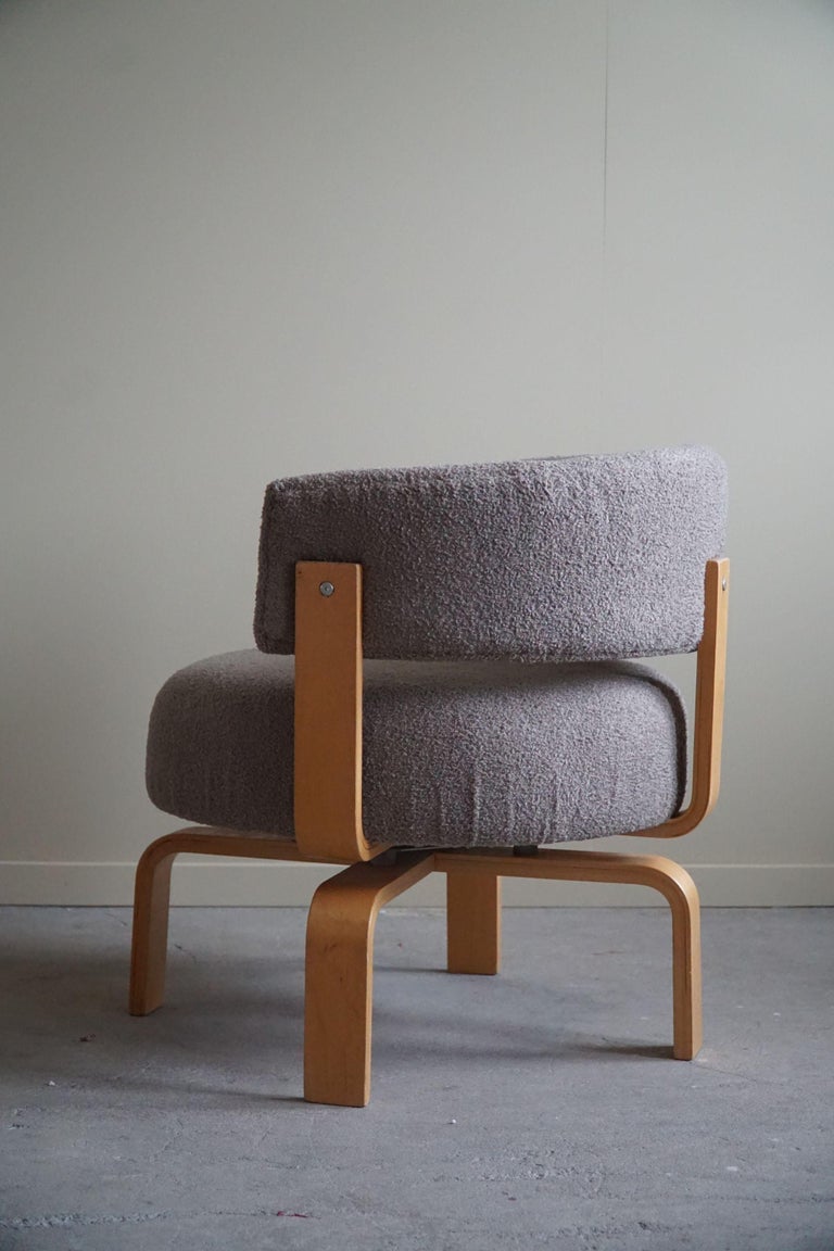 Swedish Modern Swivel Armchair in Lambswool by Carina Bengs, Model ...