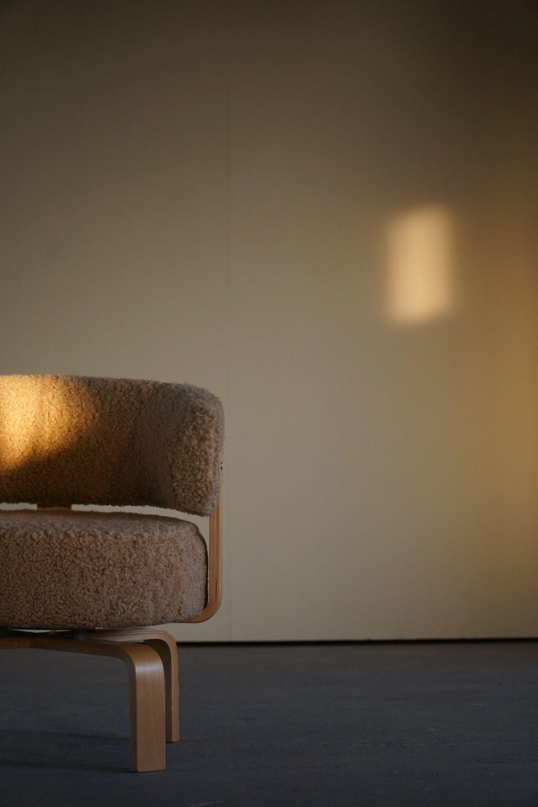Swedish Modern Swivel Armchair in Lambswool by Carina Bengs, Model ...