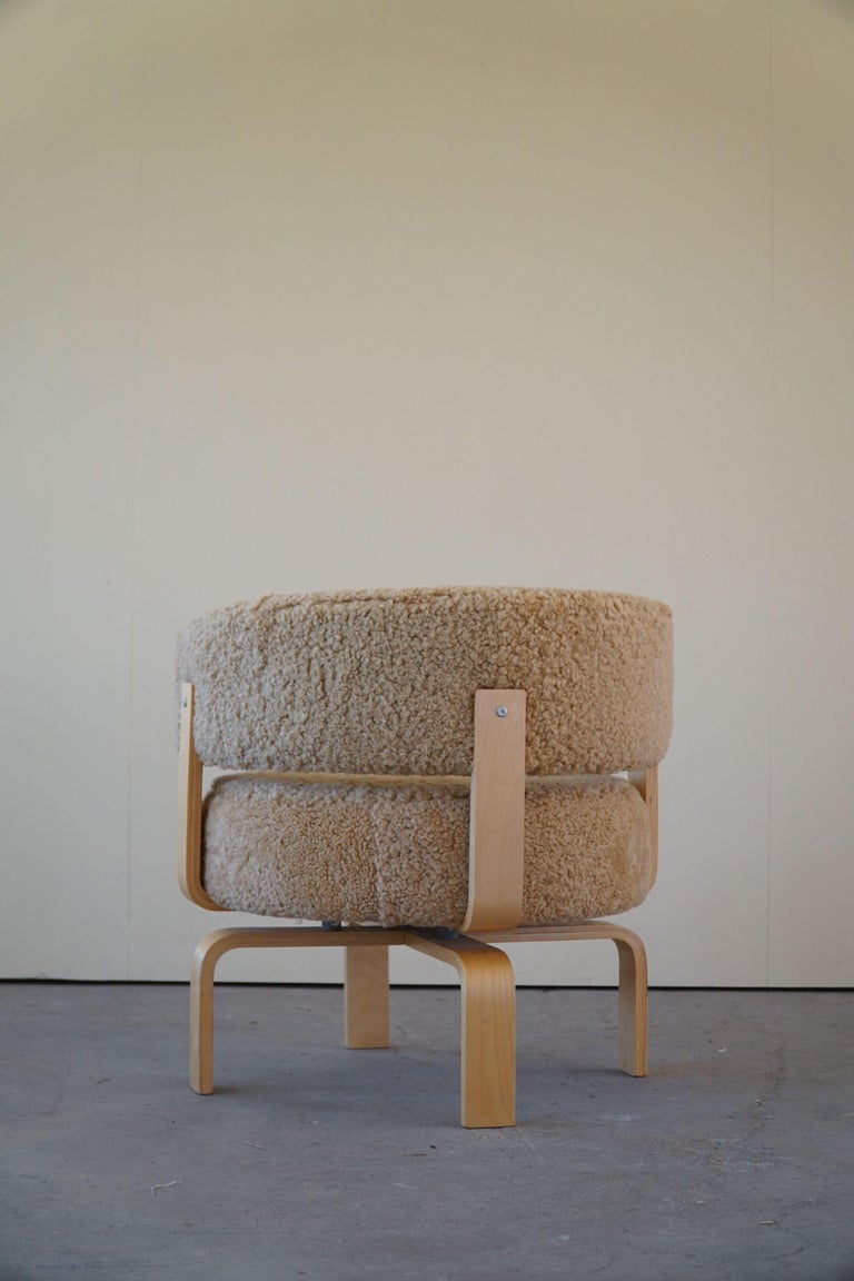 Swedish Modern Swivel Armchair in Lambswool by Carina Bengs, Model ...