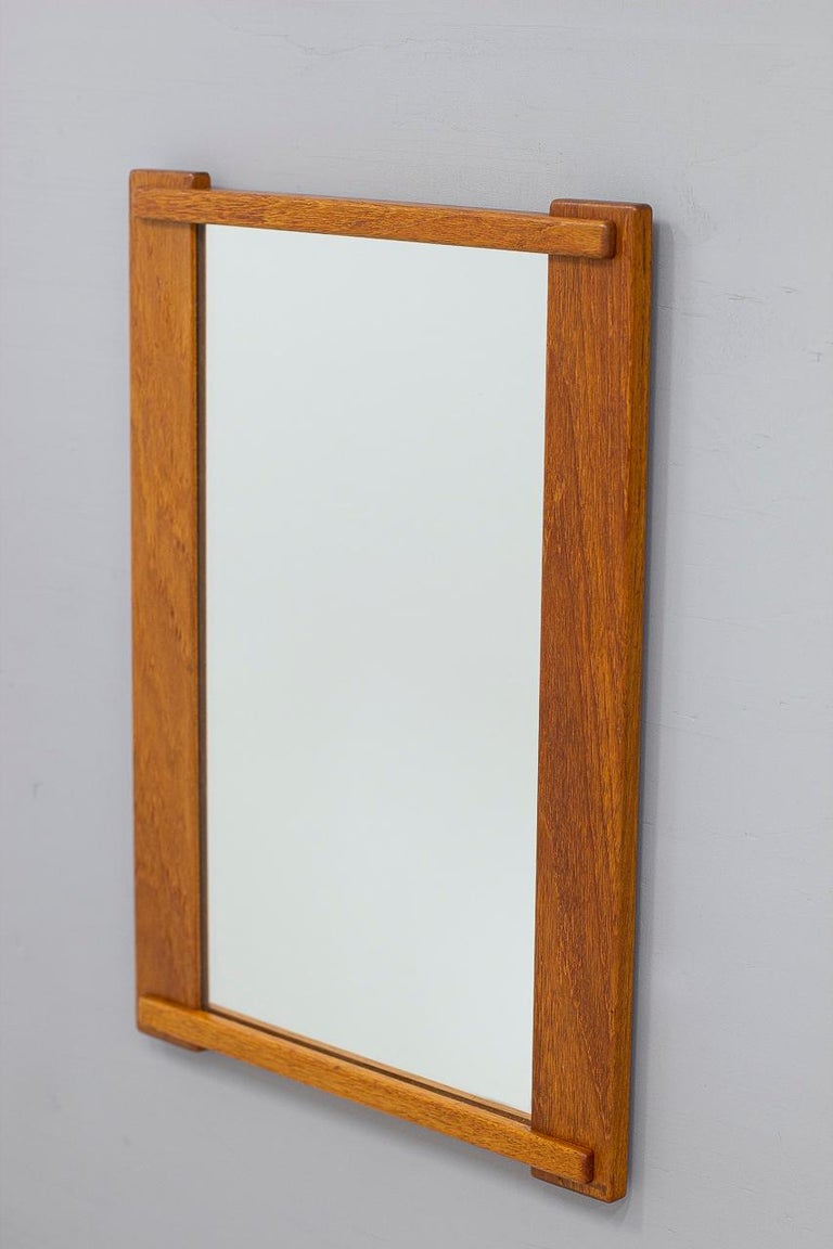 Swedish Modern Teak Wall Mirror by Luxus, 1950s at 1stDibs