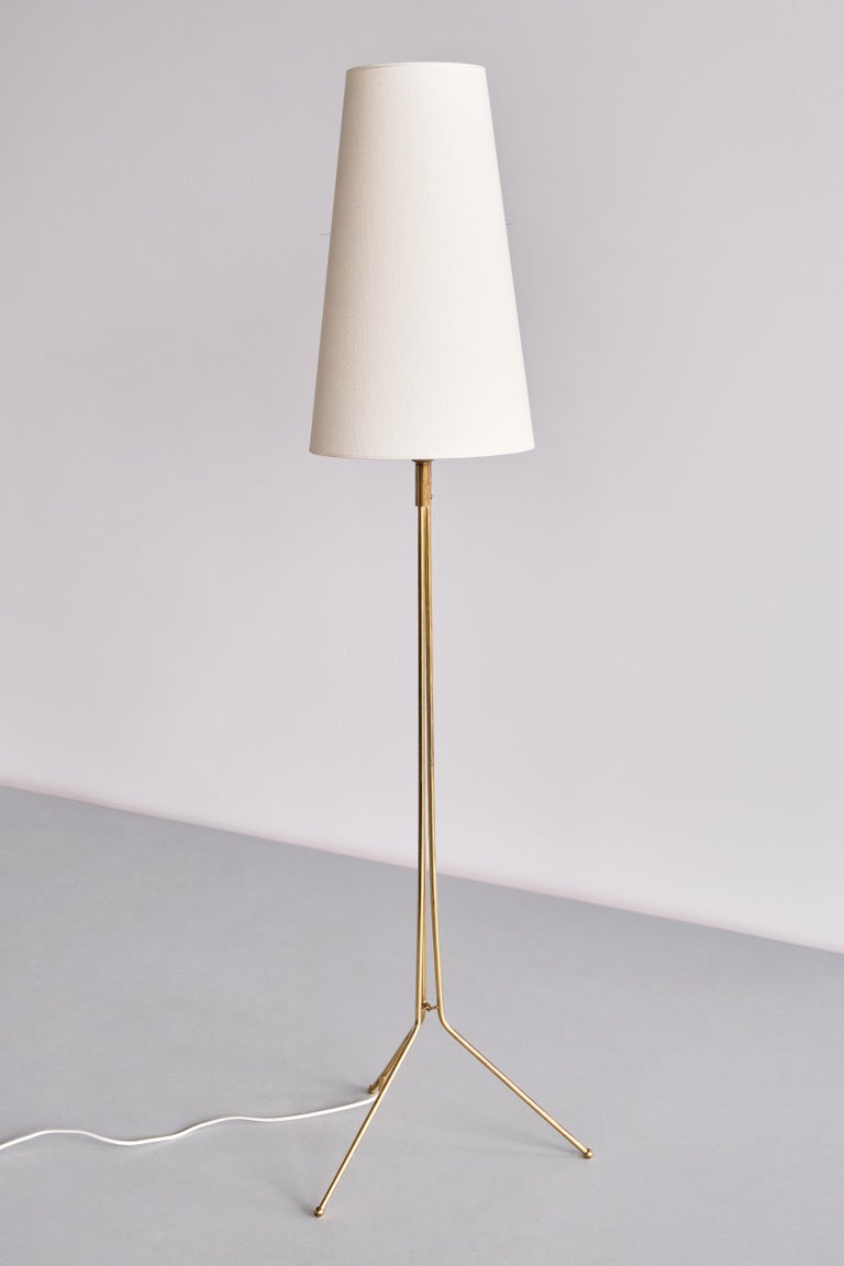 Swedish Modern Three Legged Floor Lamp in Brass, Sweden, 1950s For Sale ...