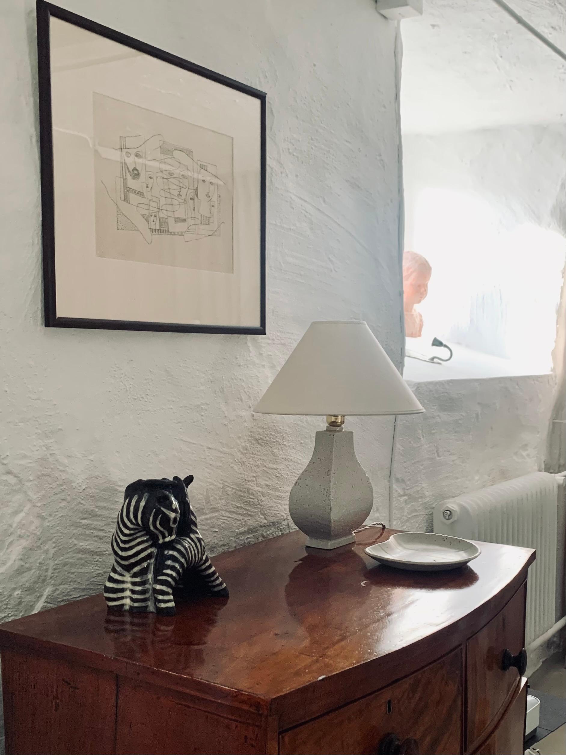 Swedish Modern White Chamotte Stoneware Table Lamp by Gunnar Nylund ...