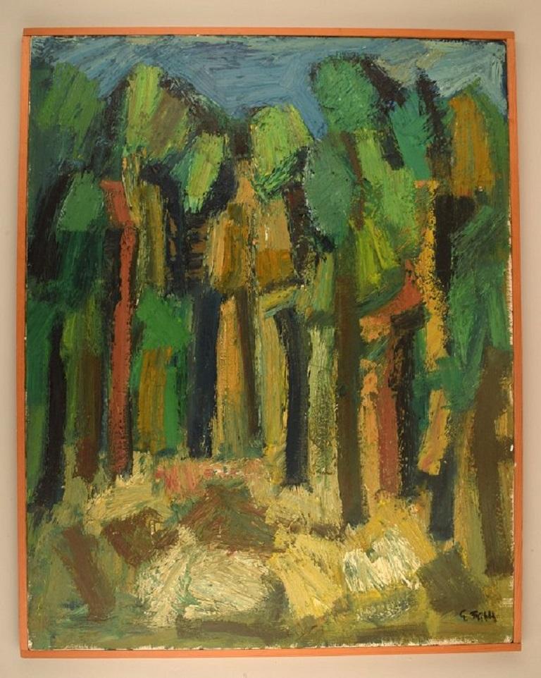 Swedish Modernist, Oil on Canvas, "The forest", 1960s at 1stDibs